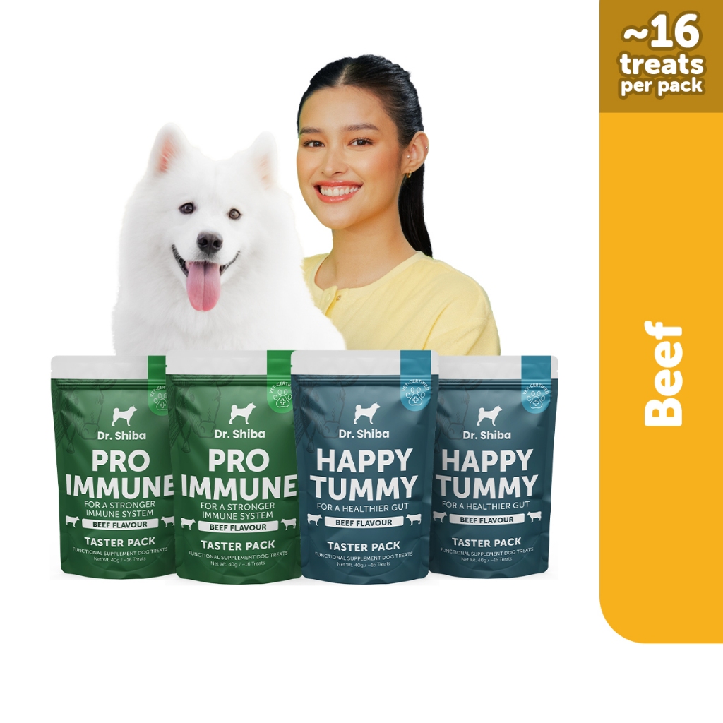 Dr. Shiba Taster Pack Pro Immune x 2 Happy Tummy x 2 Beef 40g Dog ...