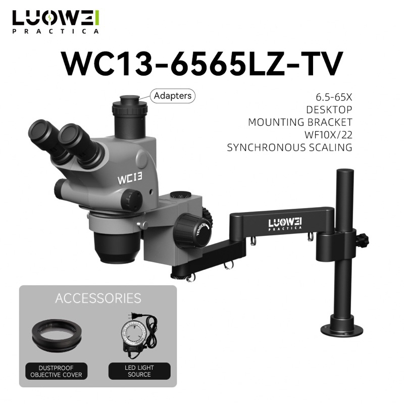 Luowei WCI3 Trinocular Microscope Head 6.5-65X High-definition continuous zoom microscope ...