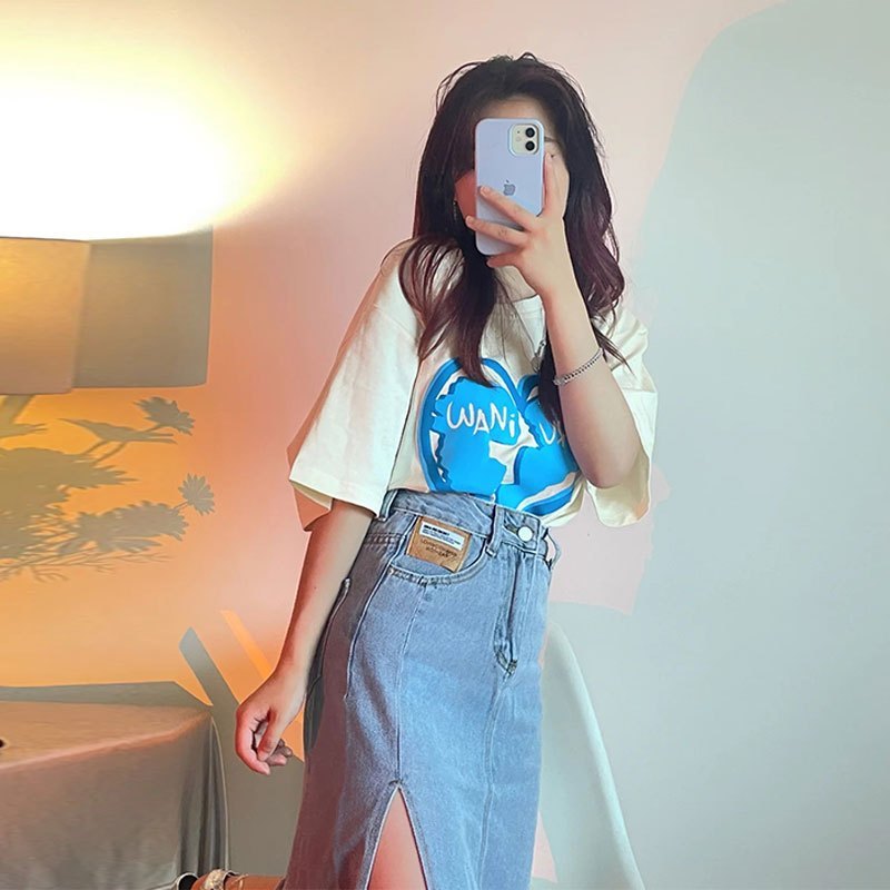 High waist sexy long Skirt Denim for women retro Vintage Wash Maong ...