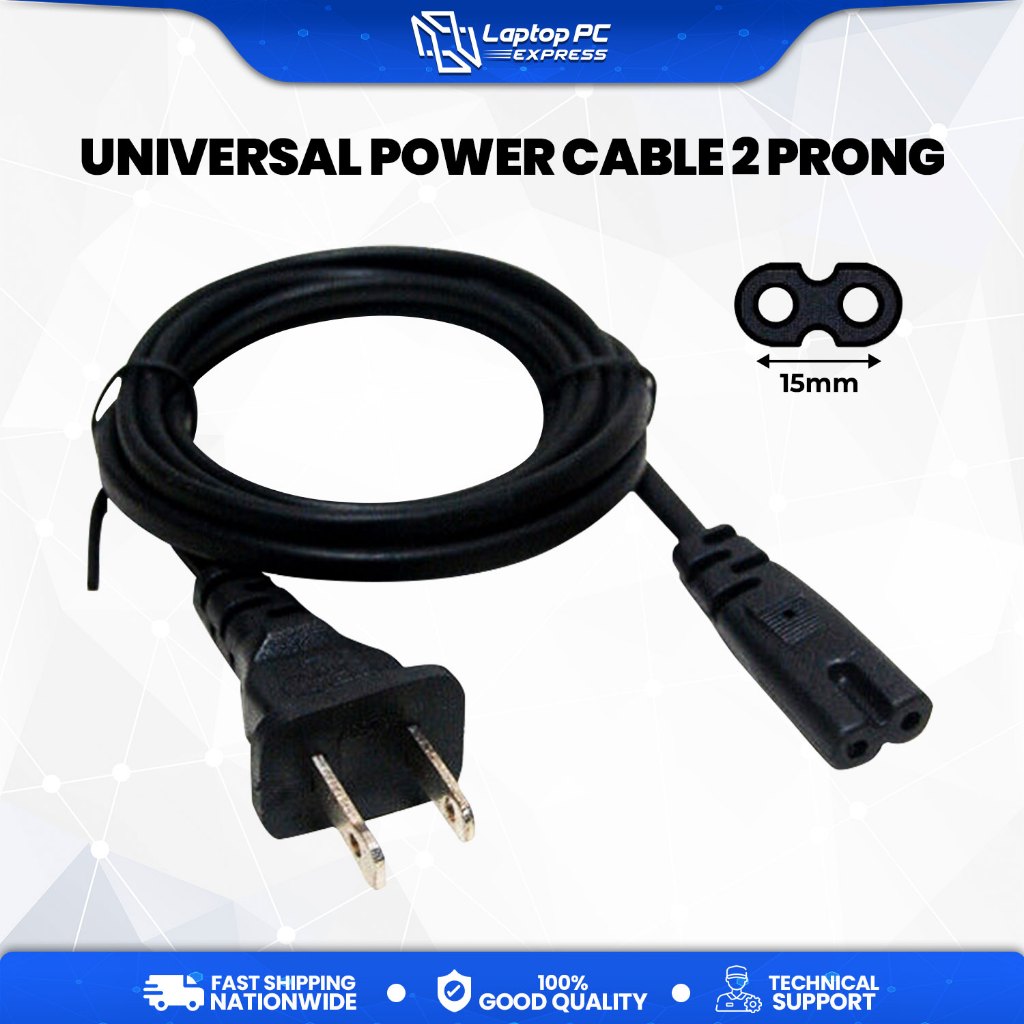 Universal Power Cord for Figure 8 Compatible Devices- 2 Prong ...