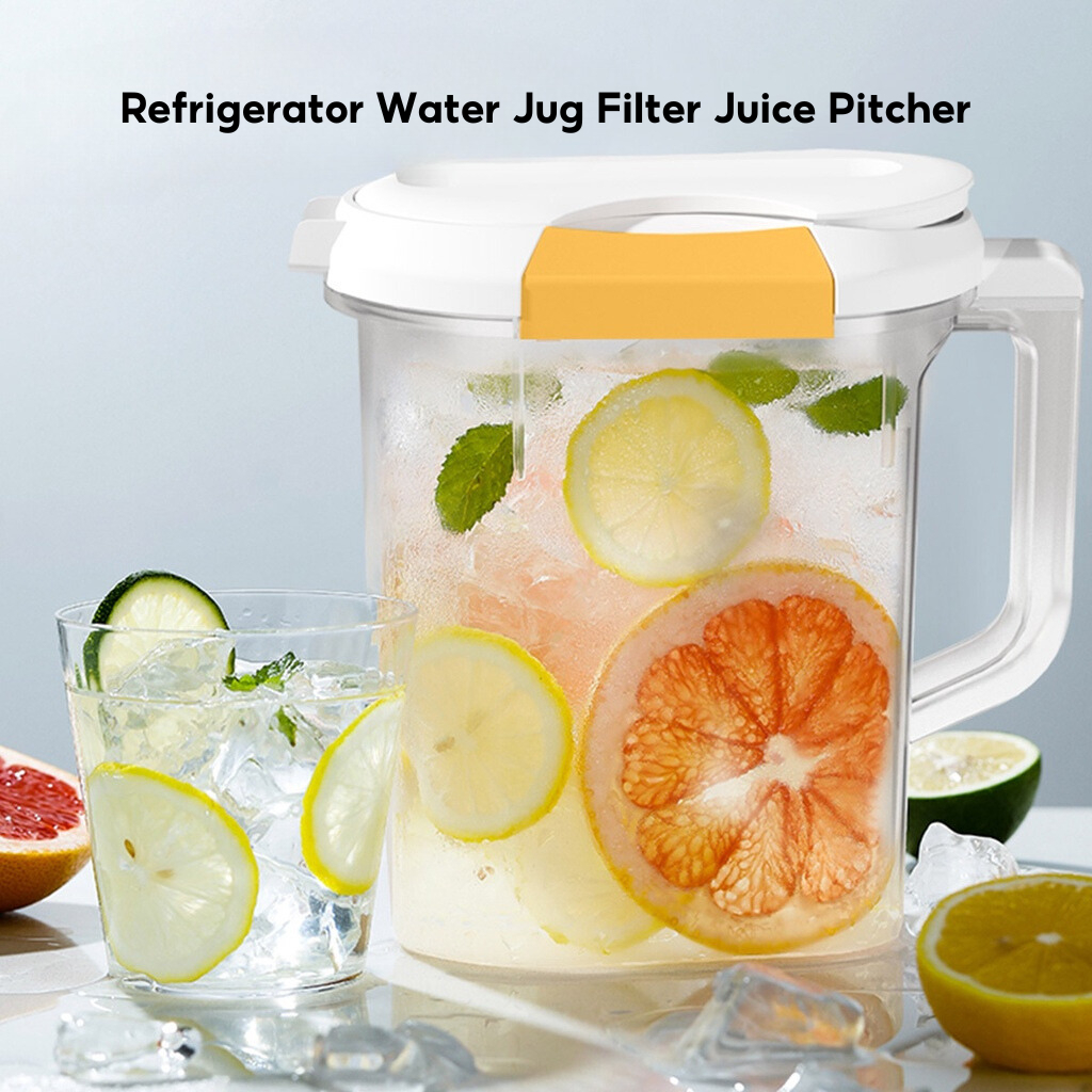 Refrigerator Water Jug Filter Juice Pitcher with Easy Press Lid and ...
