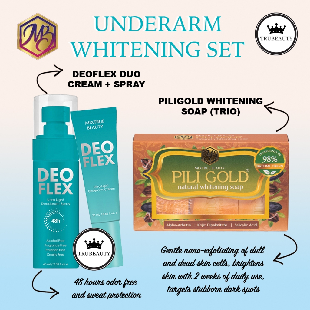 MIXTRUE BEAUTY Underarm Whitening Set (Deoflex Cream + Spray, Piligold ...