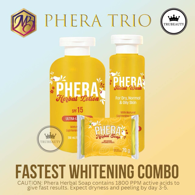 Phera Herbal Whitening Set (3 Soap Bars + Face Wash + Lotion) | Shopee ...