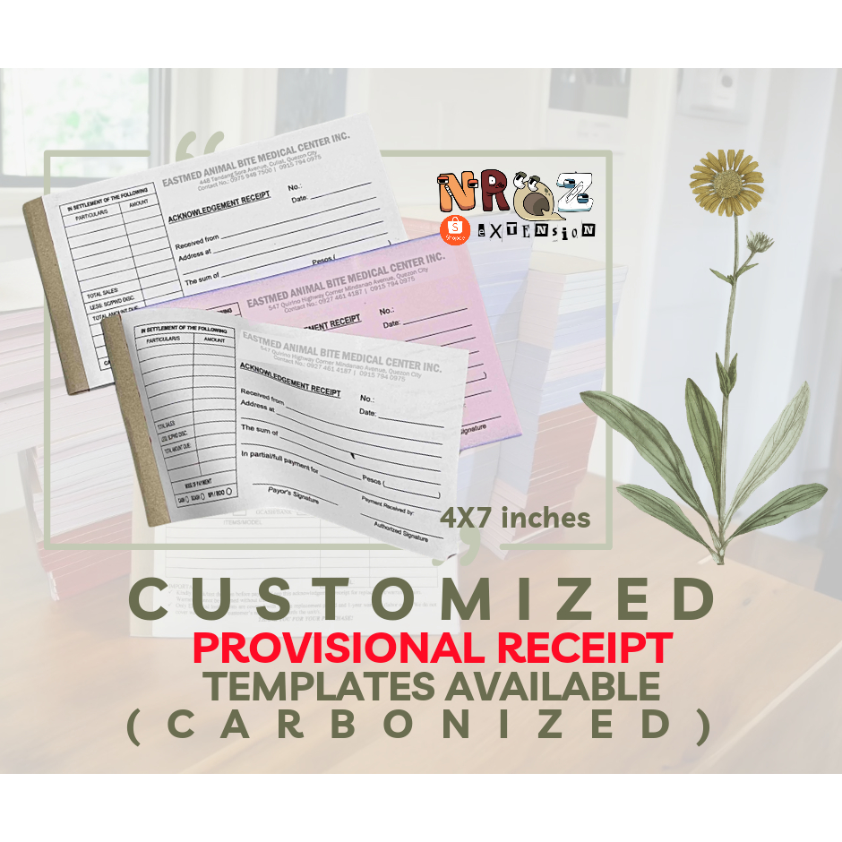 Customized PROVISIONAL RECEIPT -- Carbonized (BUNDLE) | Shopee Philippines