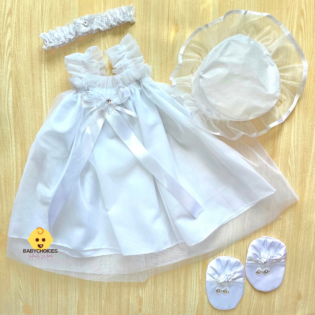 Pang Binyag Tutu Dress Baby Dress Set 0-12m Christening Dress Baptismal ...