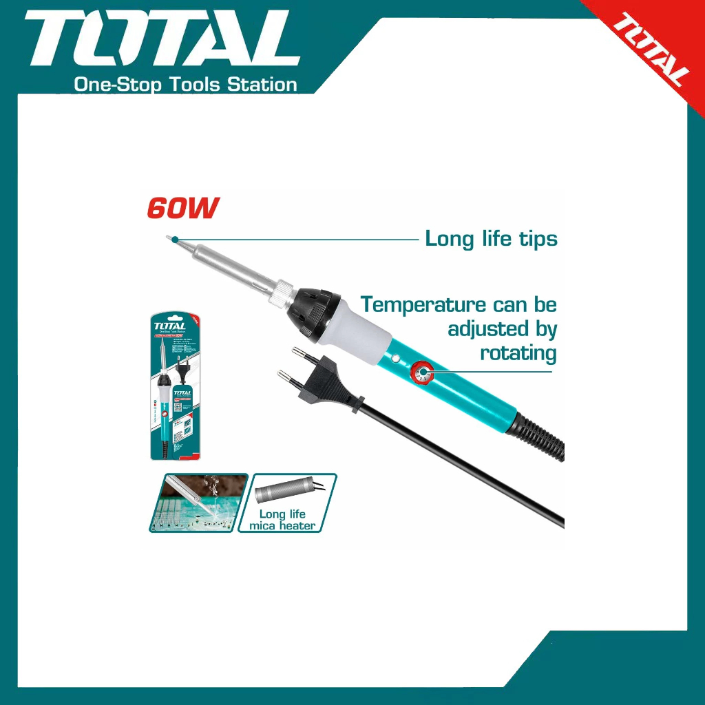 TOTAL TOOLS Electric Soldering Iron 60 Watts (SS) Heatable Model ...