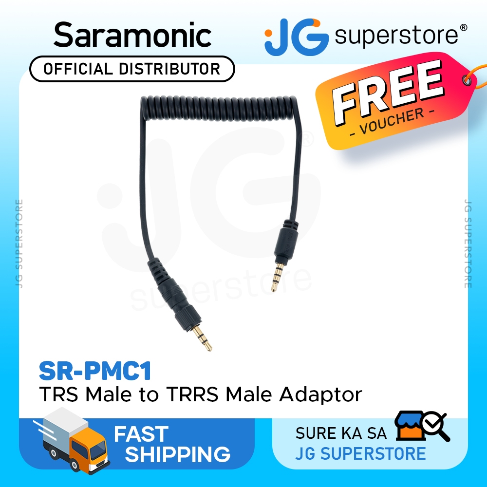 Saramonic SR-PMC1 3.5mm Threaded TRS Male to TRRS Male Audio Patch Cable Adapter for Smartphones ...