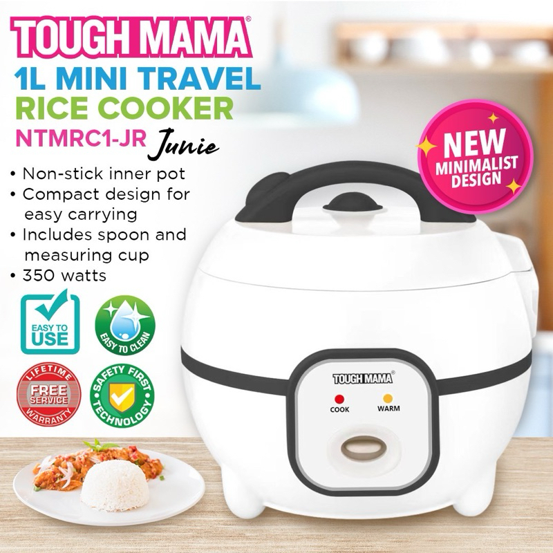 Tough Mama NTMRC1-JR Junie Jar Rice Cooker White Minimalist 1L Mini ...