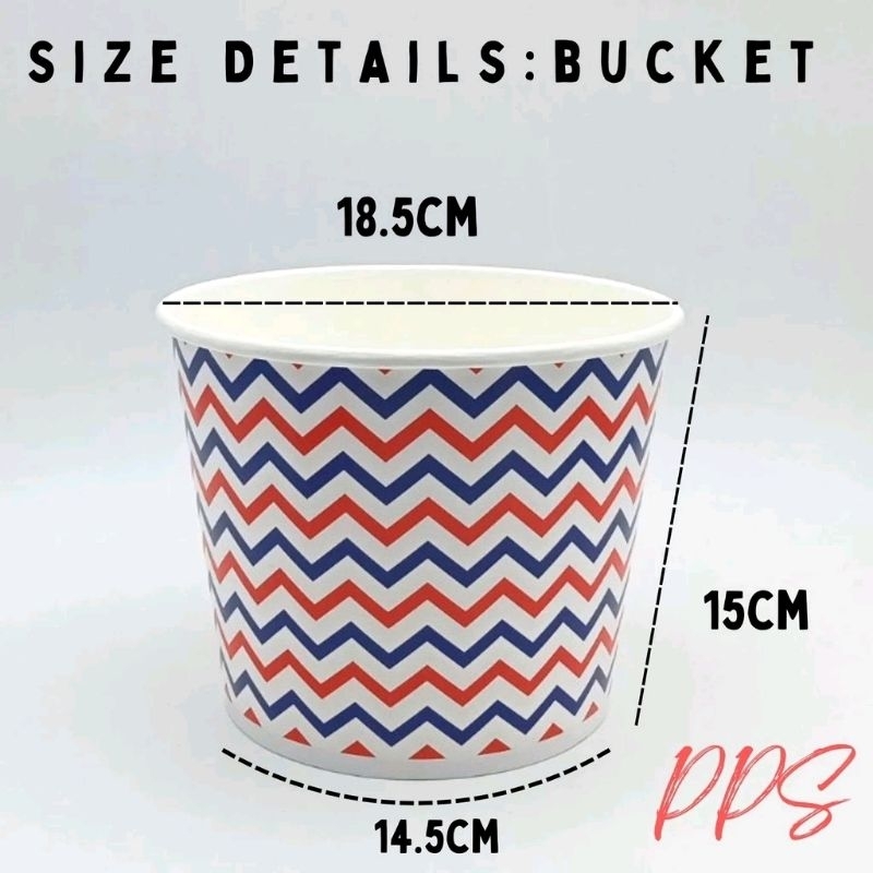 Chicken Bucket 85oz Print Red Stripes/Zigzag design w/Paper Lid 2 sets ...