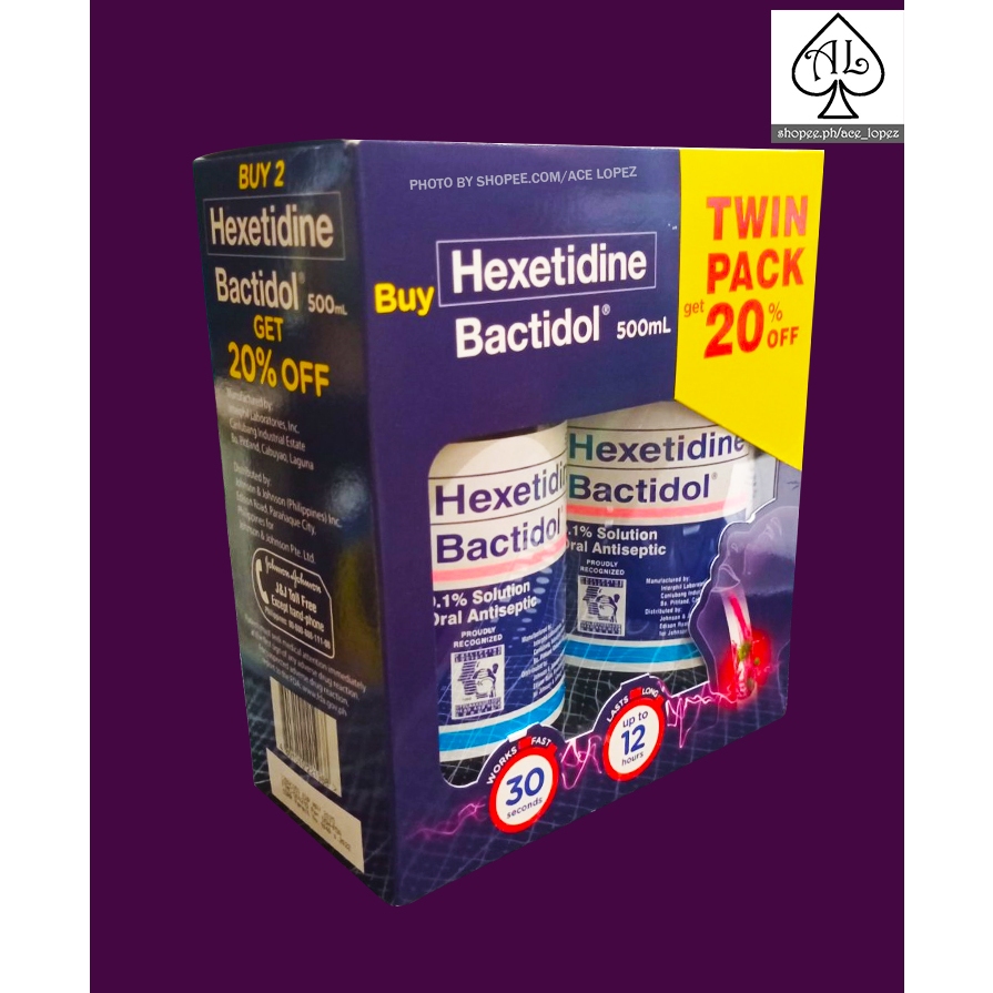 Bactidol Oral Antiseptic Hexetidine Solution 500ml Bottle DUAL PACK ...