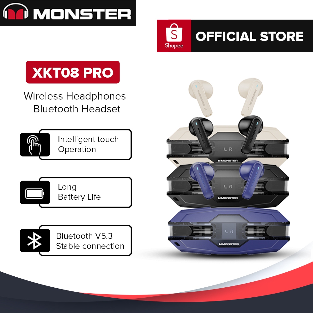 Monster XKT08 Pro Wireless Gaming Earphone Bluetooth 5.3 Noise ...