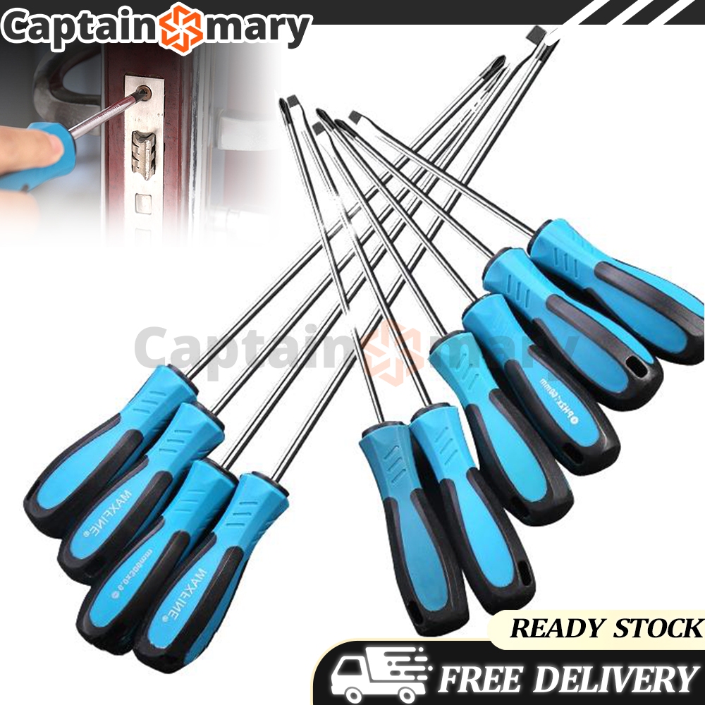4" 6" 8" Magnetic Screw Driver Set Blue Rubber Handle Flat (-) & Philip ...
