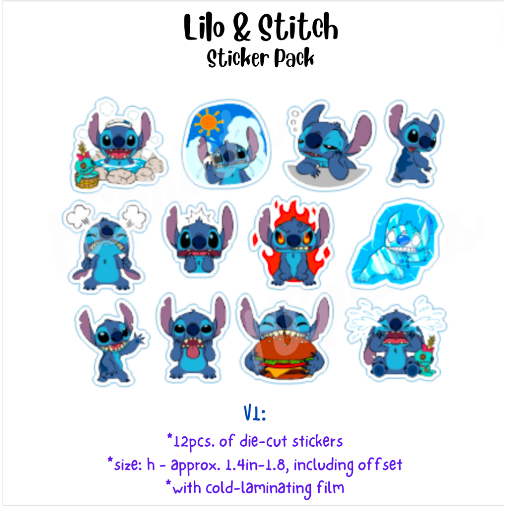 Lilo & Stitch Sticker Pack Cute Deco Fanmade Journal Diary | Shopee ...