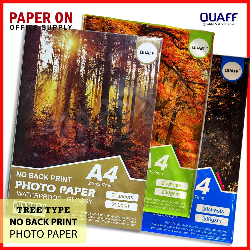QUAFF No Back Print Glossy Photo Paper A4 200g/230g/250g (20 sheets ...