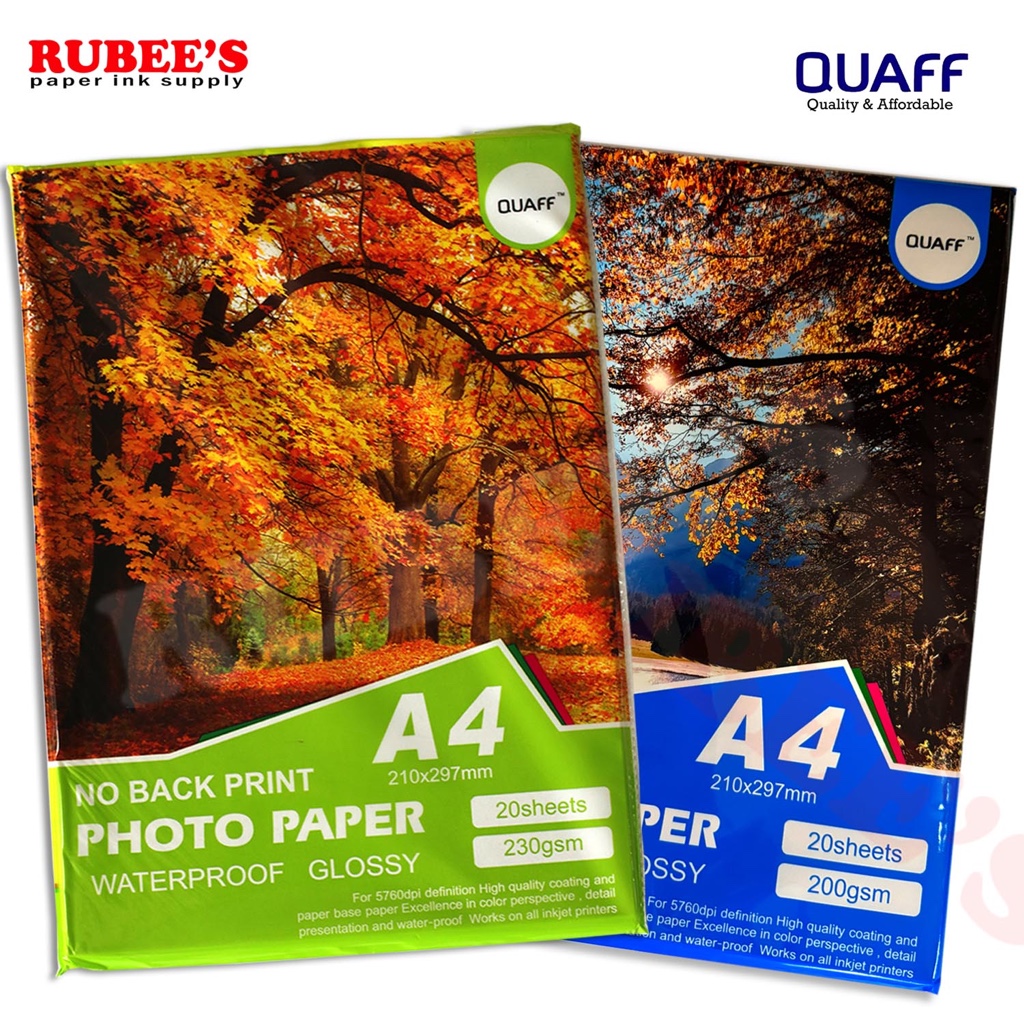 QUAFF PHOTO PAPER NO BACK 230GSM / 200GSM A4 | Shopee Philippines