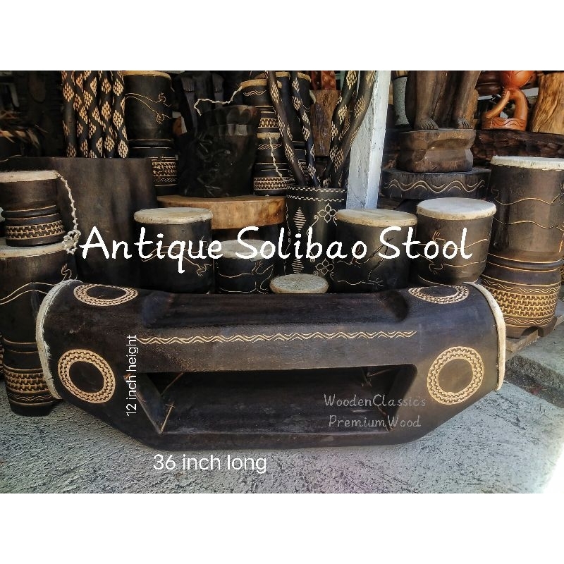 ANTIQUE SOLIBAO BENCH- ACCENT DISPLAY, HALLWAY FURNITURE, MUSICAL DRUM ...