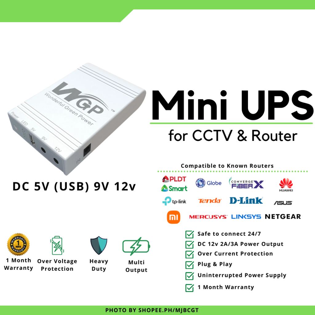 Mini UPS for Router CCTV DVR DC 12v with USB Output & Charger | Shopee ...