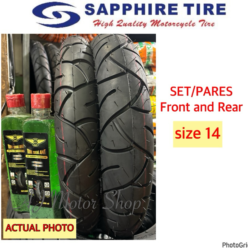 Sapphire Tire size 14 SET/PARE front and rear tire with sealant/pito ...