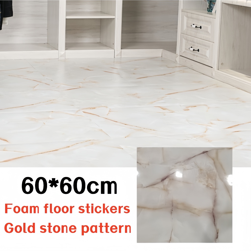 Marble Tile Sticker 60*60 cm Vinyl Tile Floor Sticker Self-Adhesive PVC ...