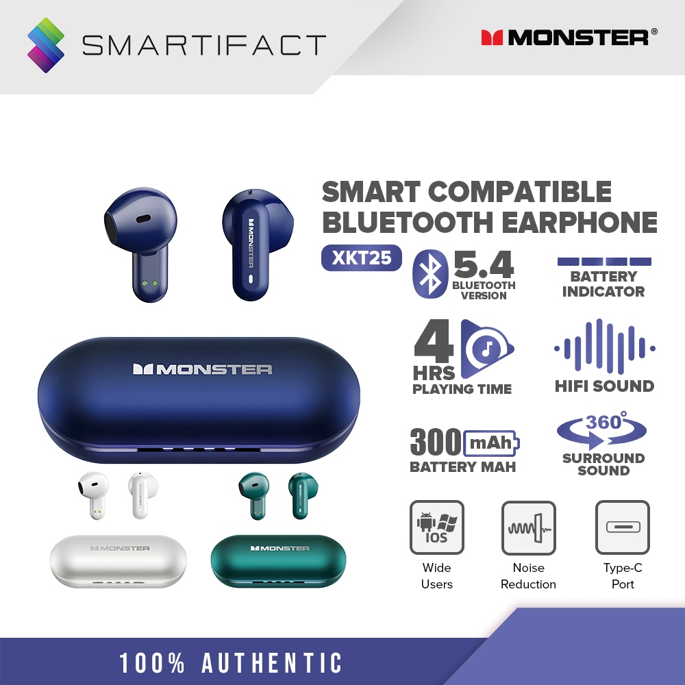 Monster XKT25 100% Original Gaming Earphone True Wireless Bluetooth 5.3 ...