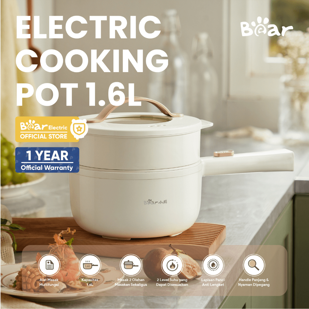 Bear Small Rice Cooker with Steamer Multi Cooker Electric Pot Nonstick ...