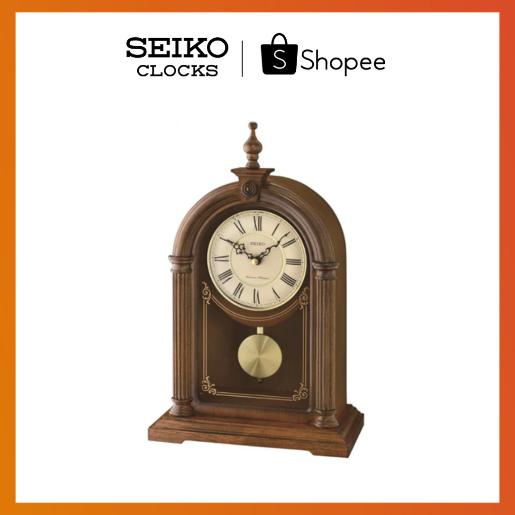 SEIKO PENDULUM TABLE CLOCK QXQ036B Brown Dial Brown Case | Shopee ...