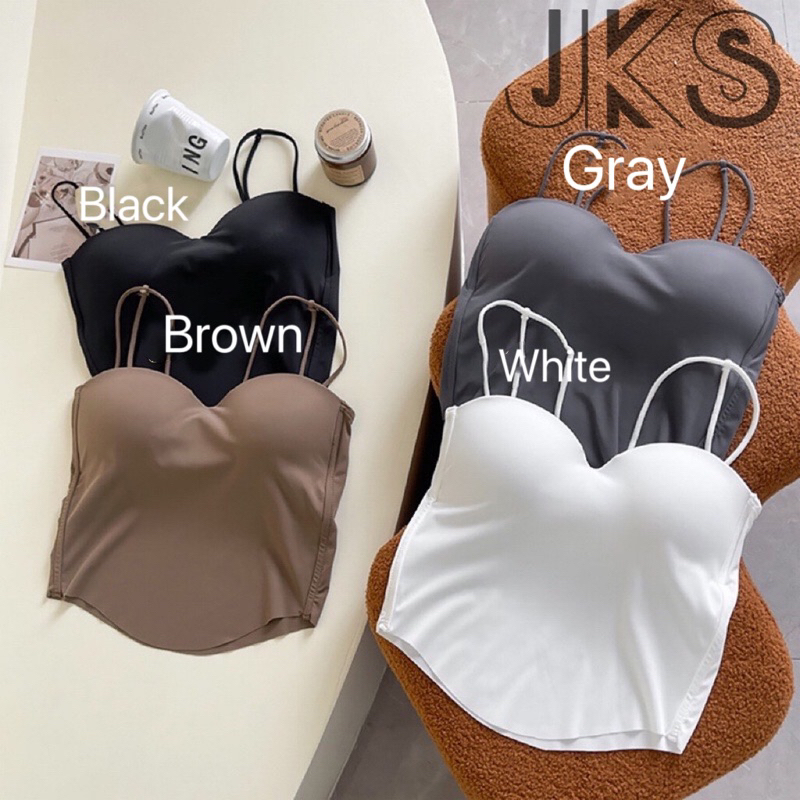 Crop Tops For Woman One-piece Chest Pad Ice Silk Beautiful Back Outside ...