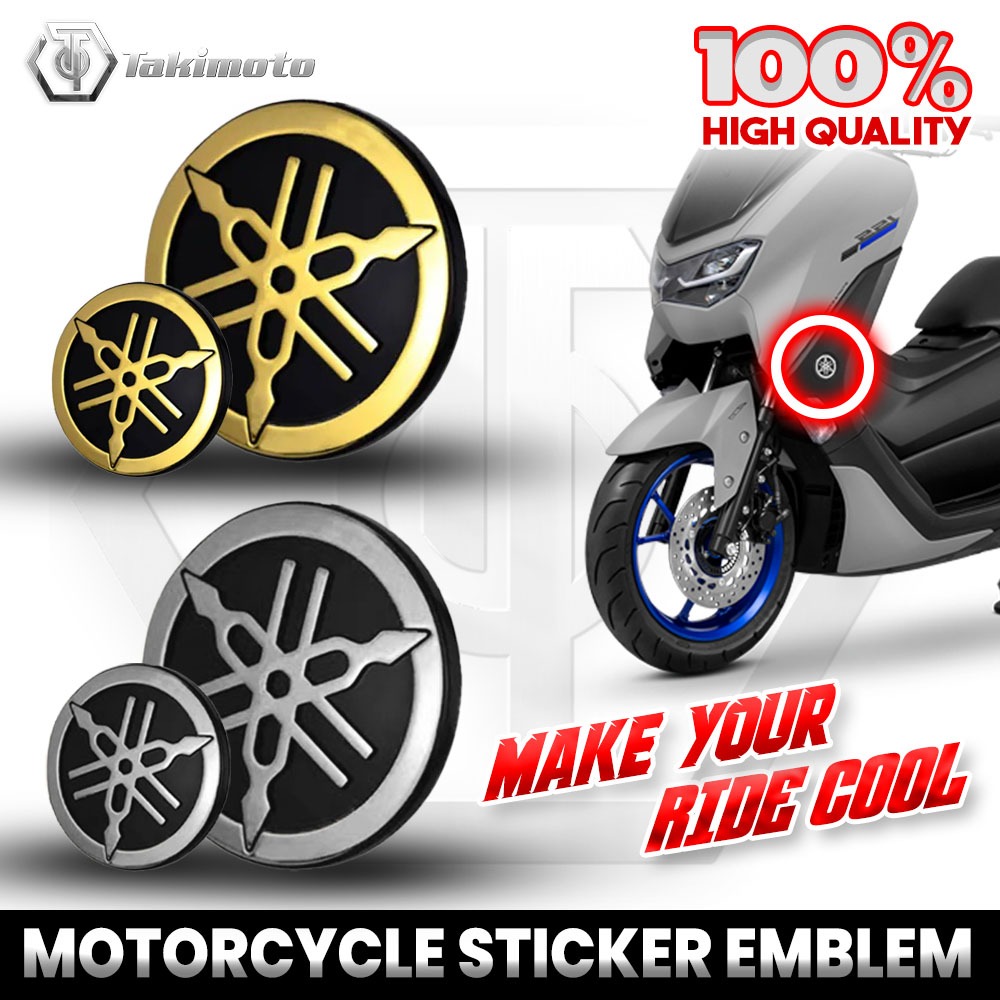 TAKIMOTO MOTORCYCLE YAMAHA GOLD & SILVER STICKER EMBLEM SET BIG AND ...