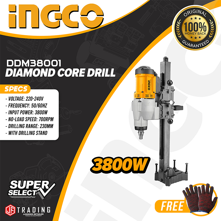 INGCO DDM38001 Vertical Diamond Drill Coring Machine with Stand 3800W ...