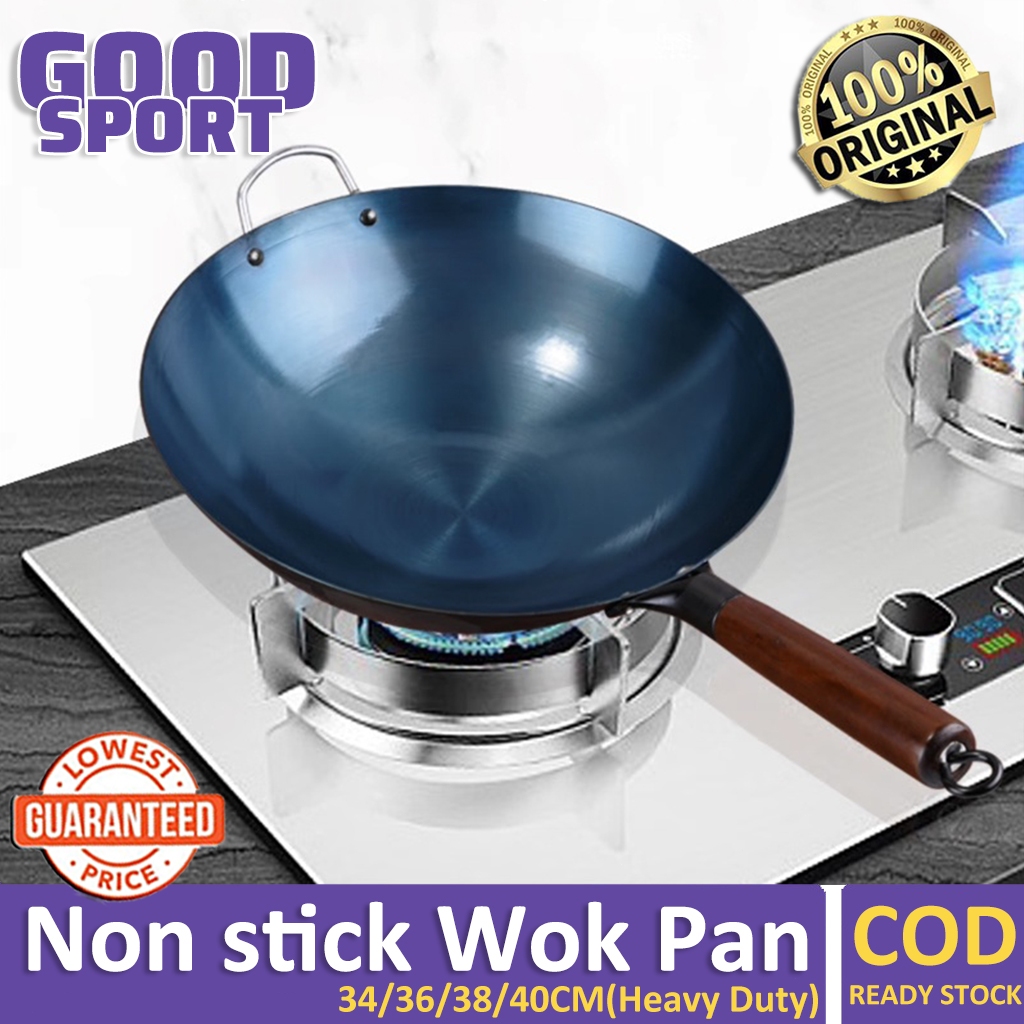Non stick Wok Pan (Heavy Duty) Carbon Steel Pan 32/34/36/38/40cm ...