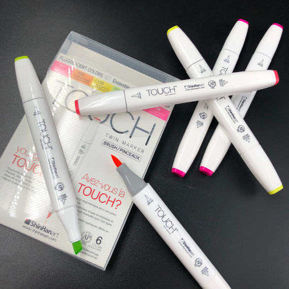 ShinHan Art Touch Twin Brush Marker Fluorescent Colors Set | Shopee ...