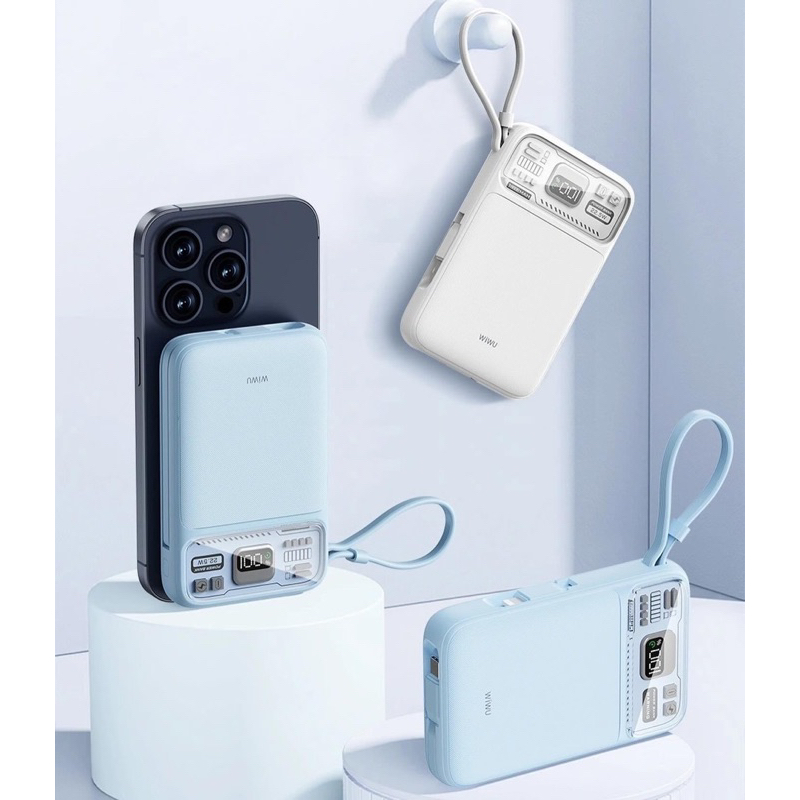 Wiwu 22.5W Magnetic Power Bank | Wireless | Built in Type C & Lightning ...