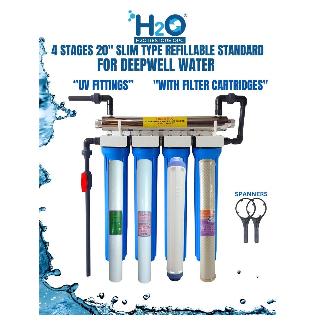 4 Stages Water Filter Refillable Deepwell Standard Heavy Duty Complete ...