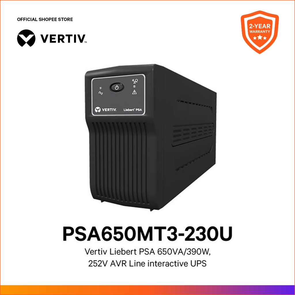 Vertiv™ Liebert® PSA 650VA/390W, 252V AVR Line interactive UPS with 3-6 ...