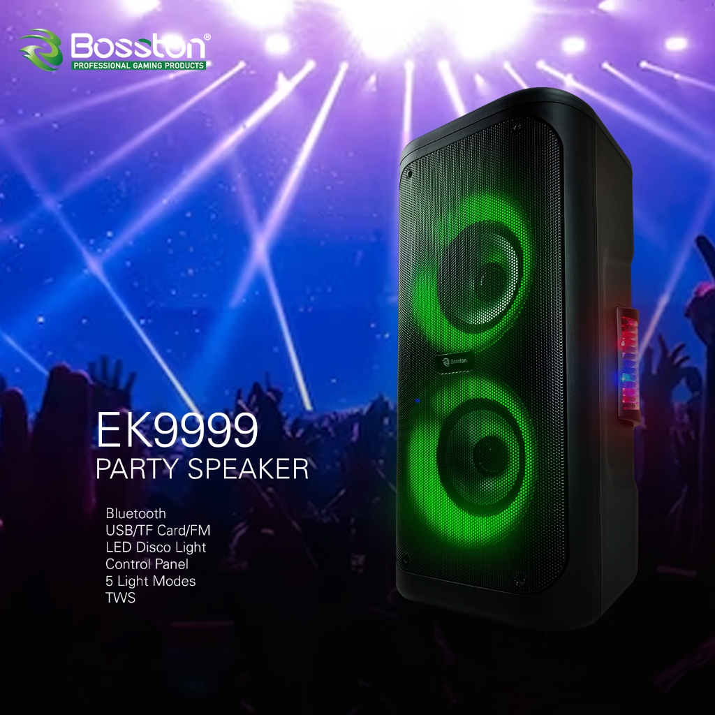 Bosston EK9999 Party Dual Speaker 7 Lightmodes Karaoke Bluetooth ...