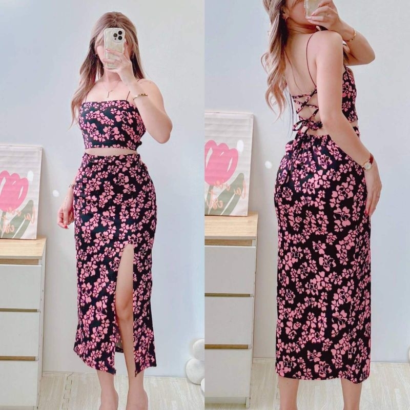 Brittany Tube Crop Top Sexy Long Skirt Terno Damit | Shopee Philippines