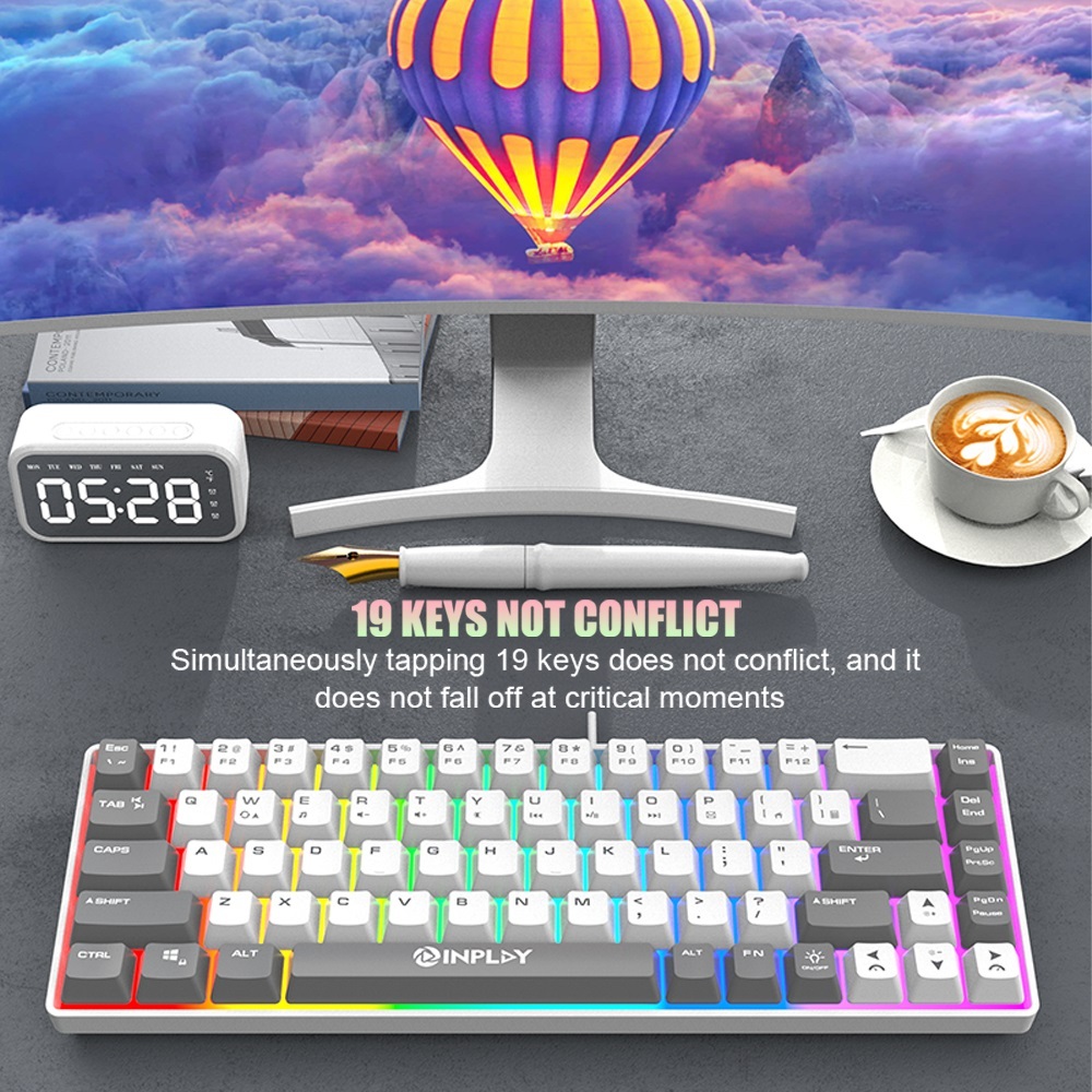 Inplay BK680 Membrane Gaming Keyboard 68 Key RGB Rainbow Light ...