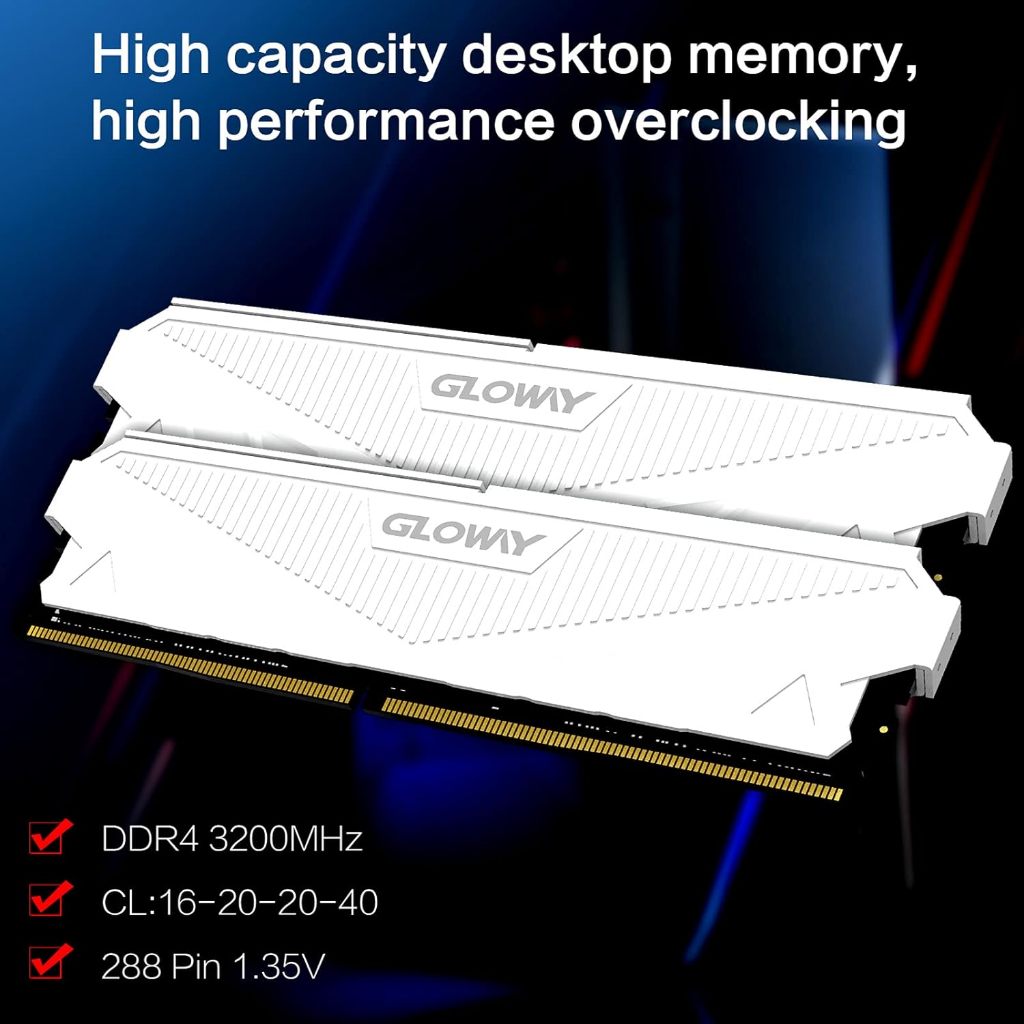 GLOWAY 8,16 GB DDR4 3200 MHz For PC Desktop DIMM Memory with Heat Sink ...