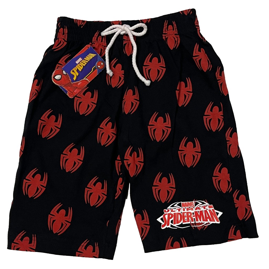 Disney Marvel Avengers Spiderman Spider Pattern Boys Kids Black Shorts ...