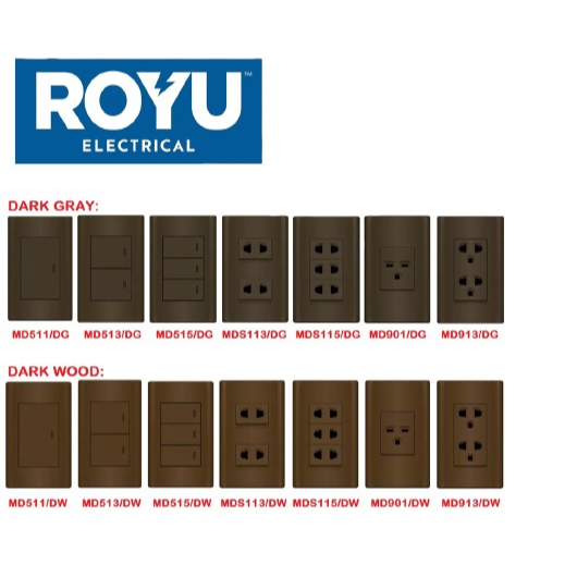 ROYU PLANO SERIES (ORIGINAL) SWITCHES & OUTLET - DARK GRAY | Shopee ...