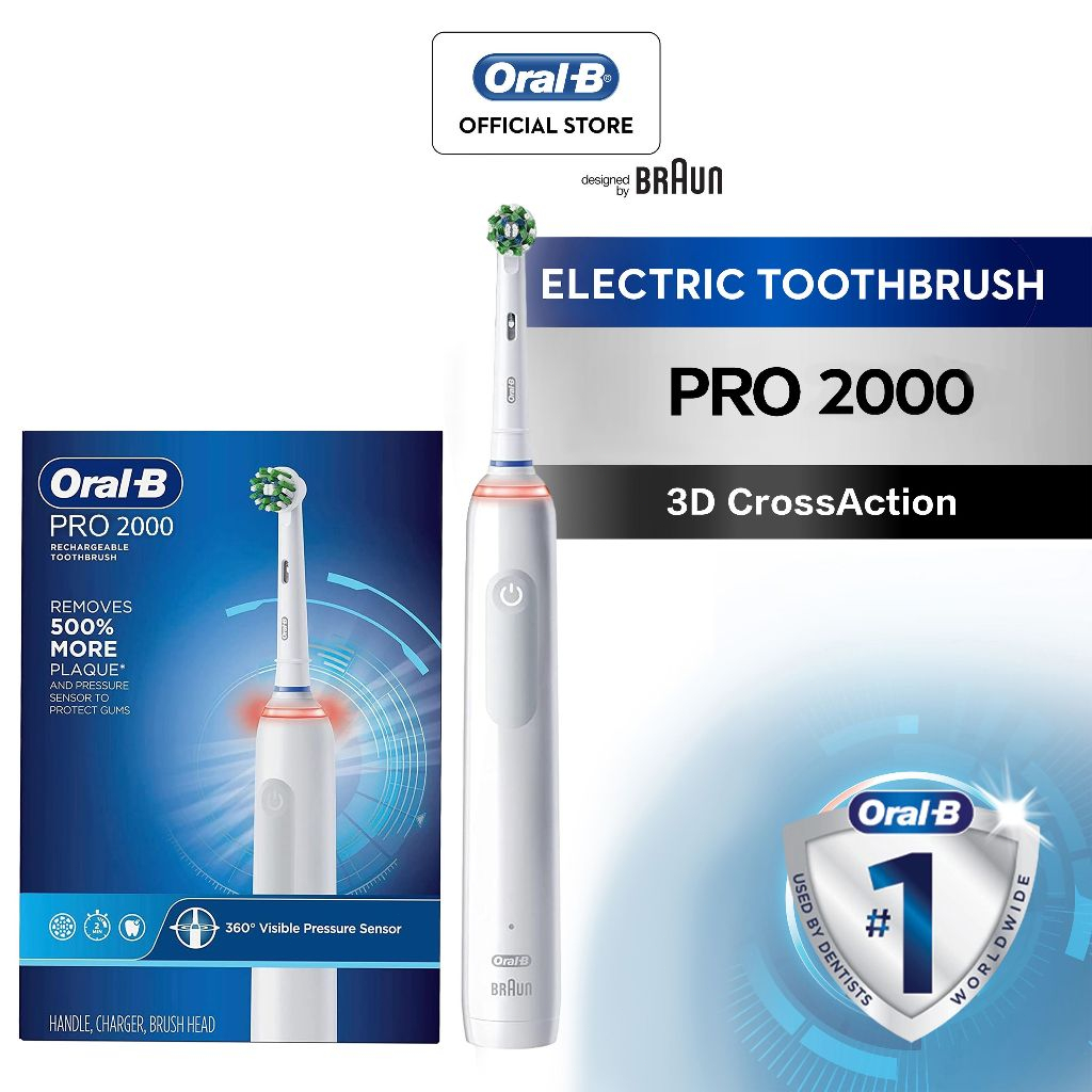 Oral-B PRO 2 2000 Electric Toothbrush 3D CrossAction Cleaning Powered by Braun | Shopee Philippines