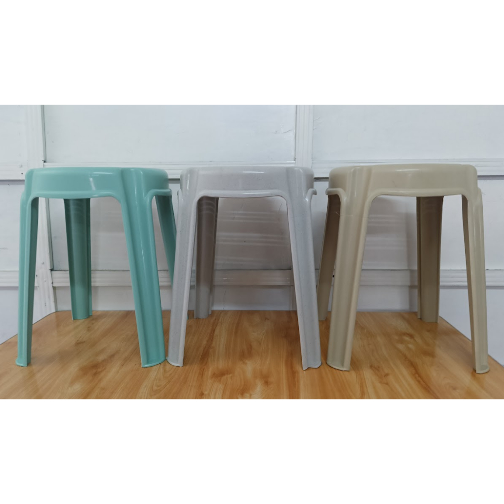 ICHIBAN Monoblock Chair Round Stool Plastic Chair Plain Color | Shopee ...