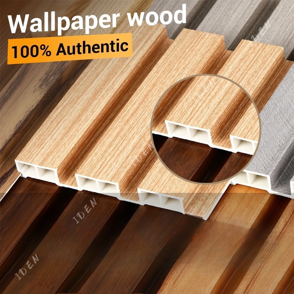 WPC Wallpaper Solid Wood Panel Board Fluted Wall Sticker TV Background ...