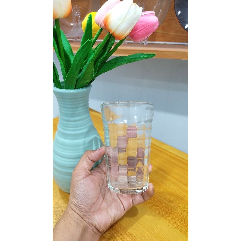 6pcs 8813 11oz glass baso embossed glass drinking glass | Shopee ...