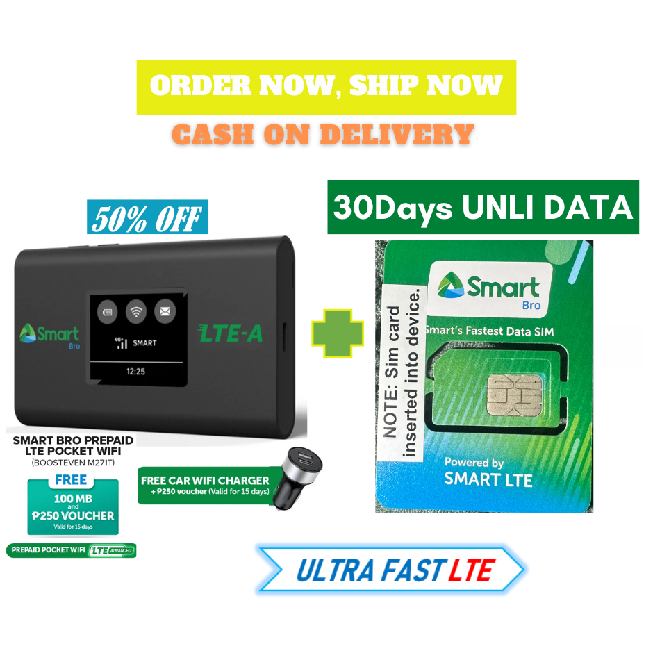 Smart Bro Pocket Wifi | Smart Bro Sim with UNLIData 30 Days | Shopee Philippines