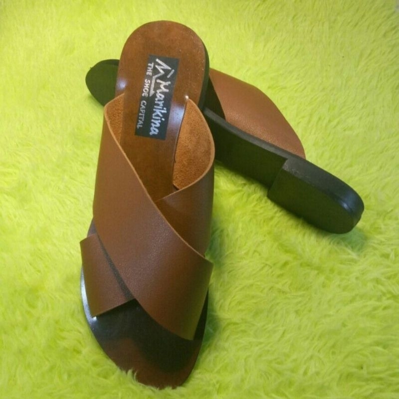MARIKINA SLIPPERS FOR WOMEN EKIS DESIGN TAN BEIGE BLACK | Shopee ...