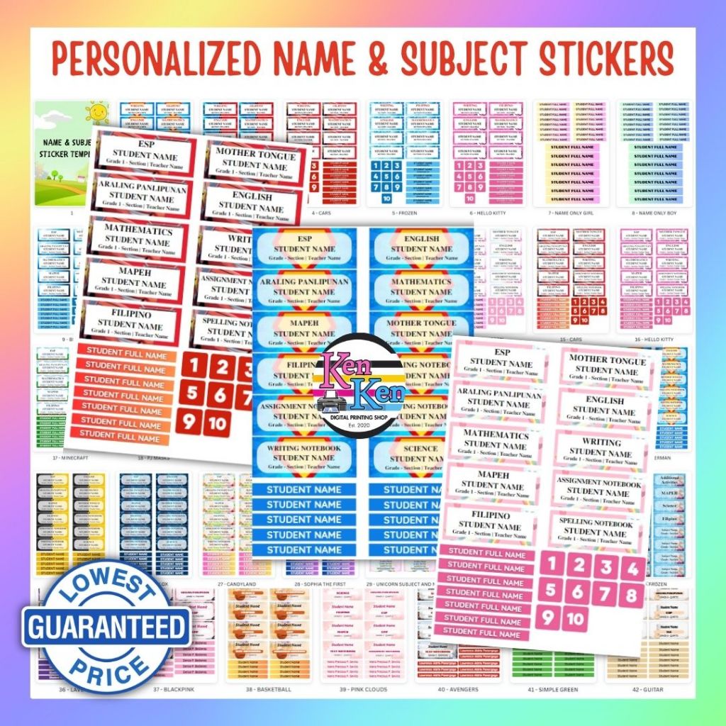 NAME & SUBJECT STICKERS for Notebooks and Books | Shopee Philippines