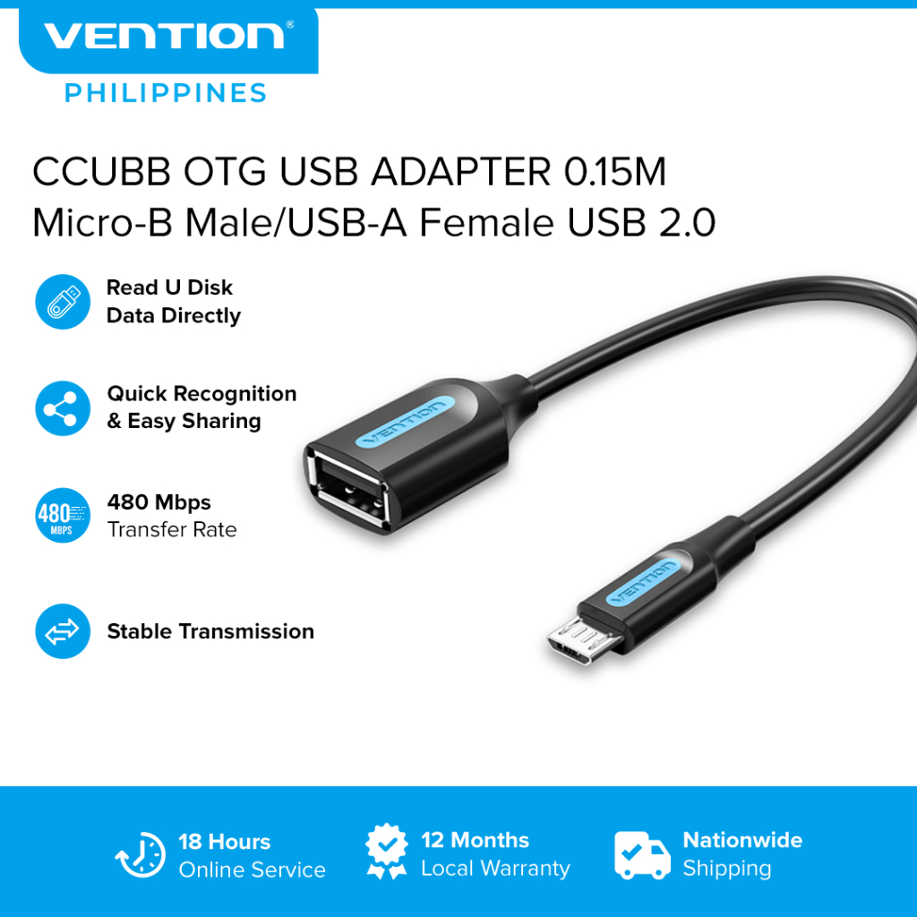 Vention OTG USB ADAPTER Micro-B Male/USB-A Female USB 2.0 15CM OTG ...
