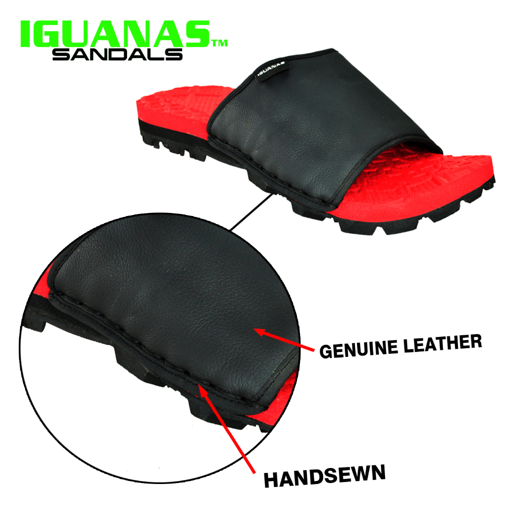 OCEANSURF IGUANAS SANDALS HANDSEWN LEATHER SLIDES SLIPPERS INDOOR ...