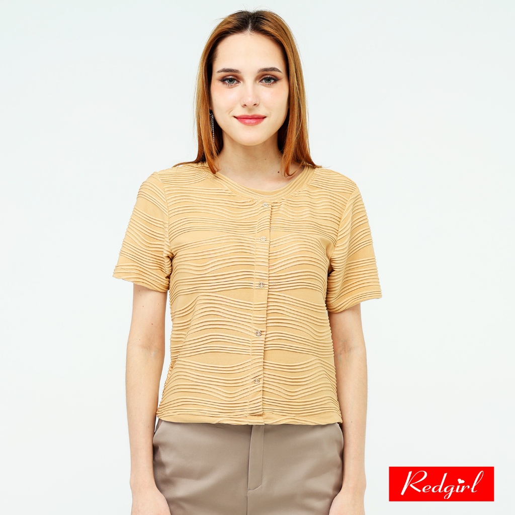 Red Girl Short Slvs.Round Neck W/ Fake Placket RST12-0615 | Shopee Philippines